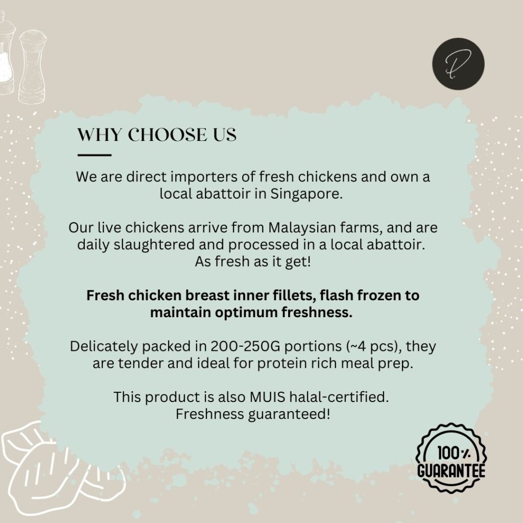 Fresh Frozen Chicken Breast Inner Fillet 200G (Halal) - Punched Foods ...