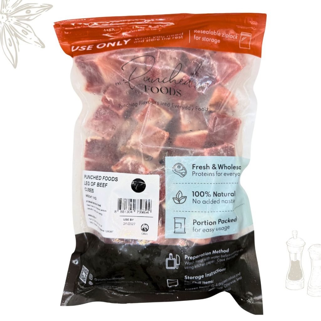 Leg of Beef Rendang Cubes 1KG (Halal) - Punched Foods | Savour Quality ...