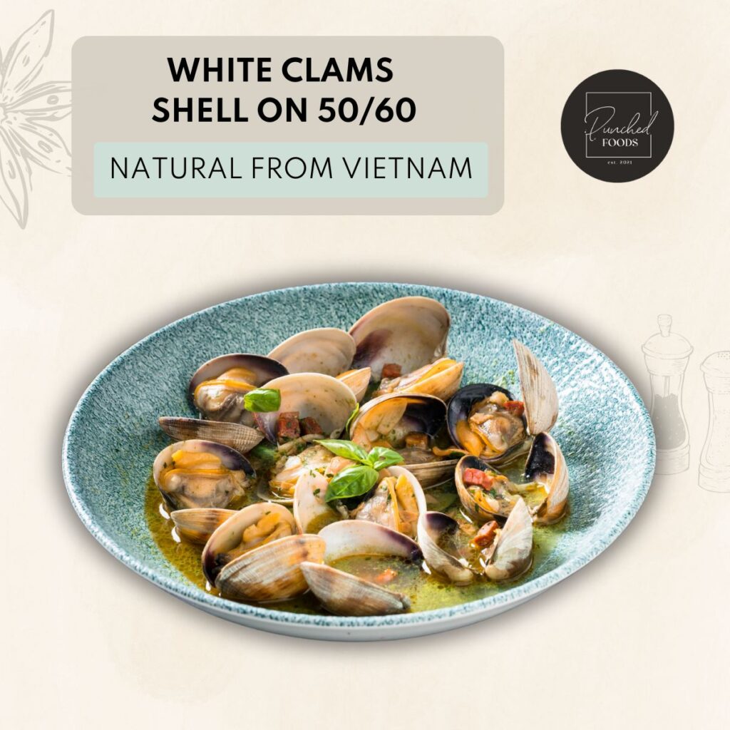 White Clams Shell-On 50/60 1KG - Punched Foods | Savour Quality Halal ...